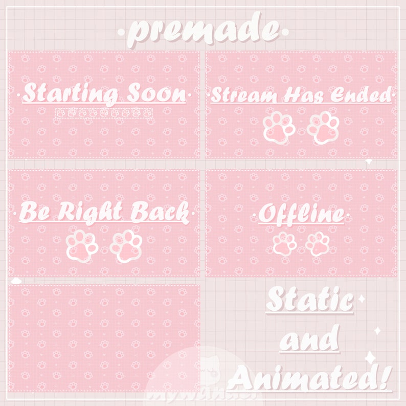 Animated Pink Paws Twitch Overlay - Etsy