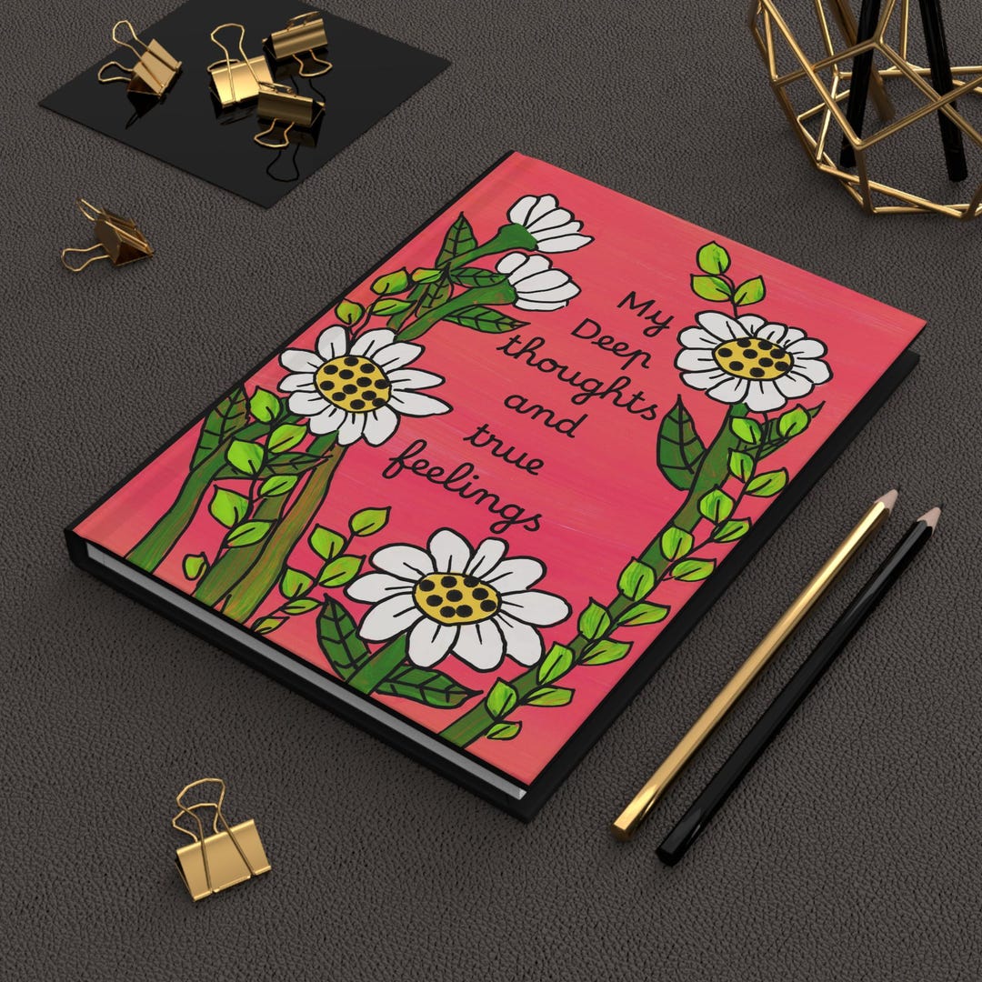 Floral Hardcover Journal: Deep Thoughts, White Daisies - Etsy