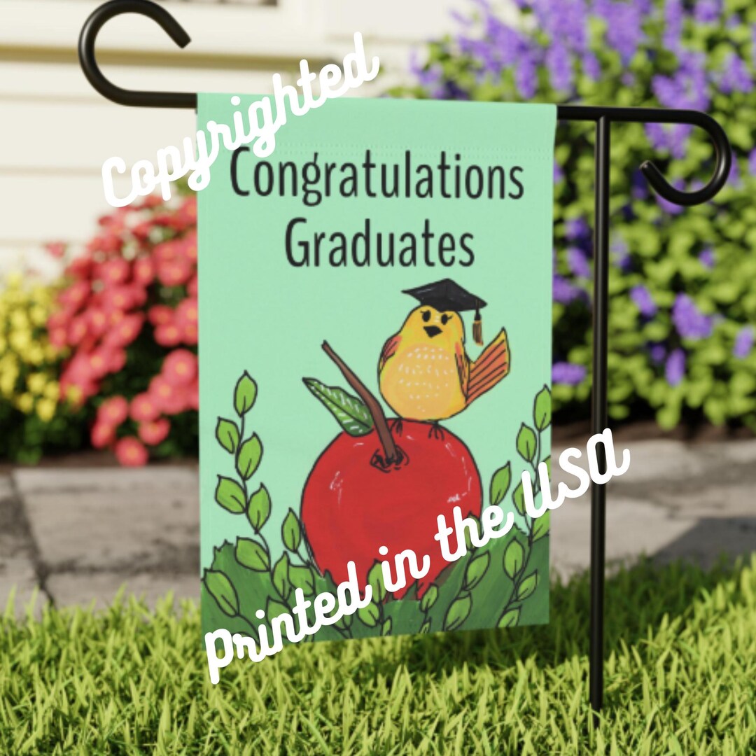 Graduation Garden Flag: Little Bird on Apple, Congrats Graduates (18 X ...