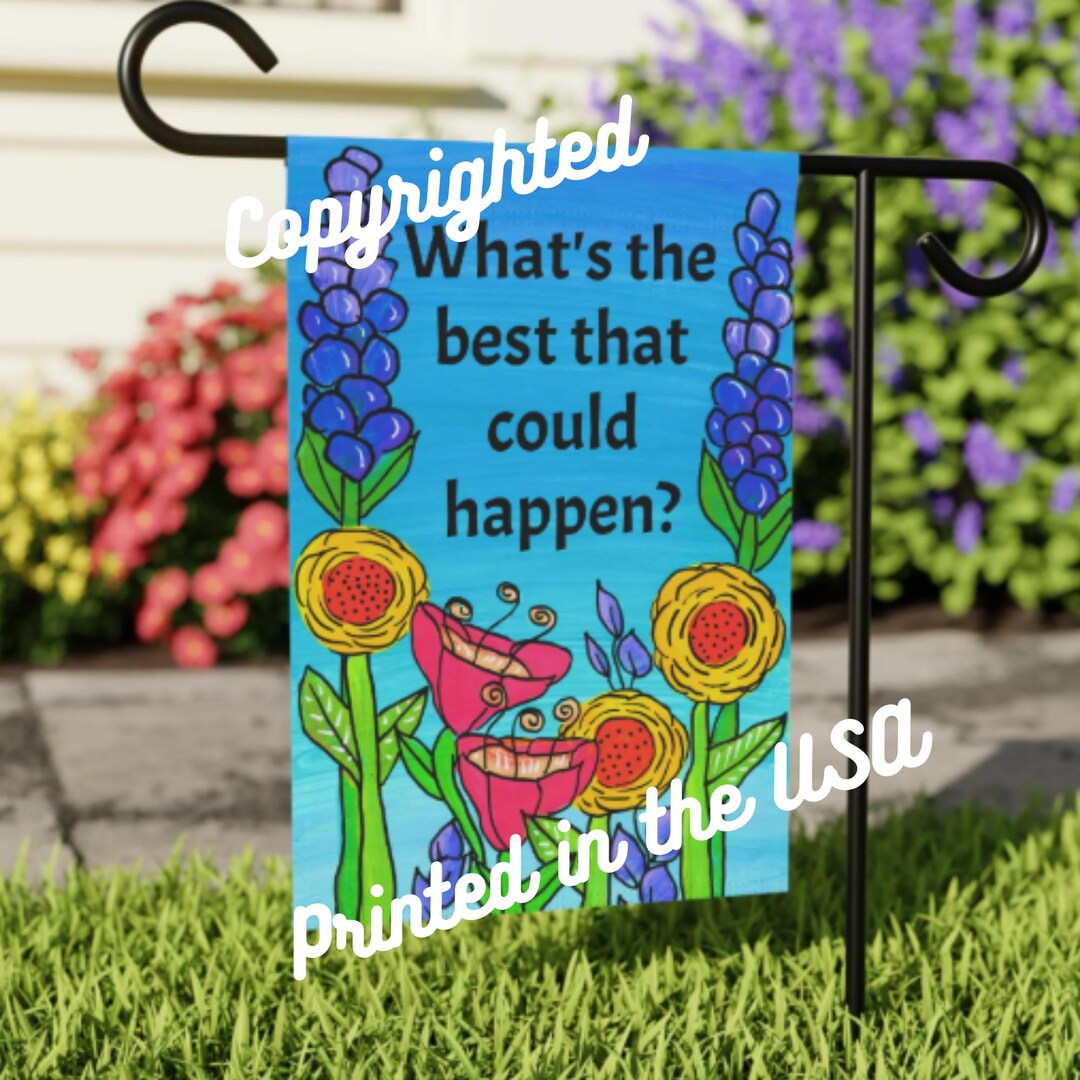 Positive Thinking Message Garden Flag: Floral Welcome (18x12" Double ...