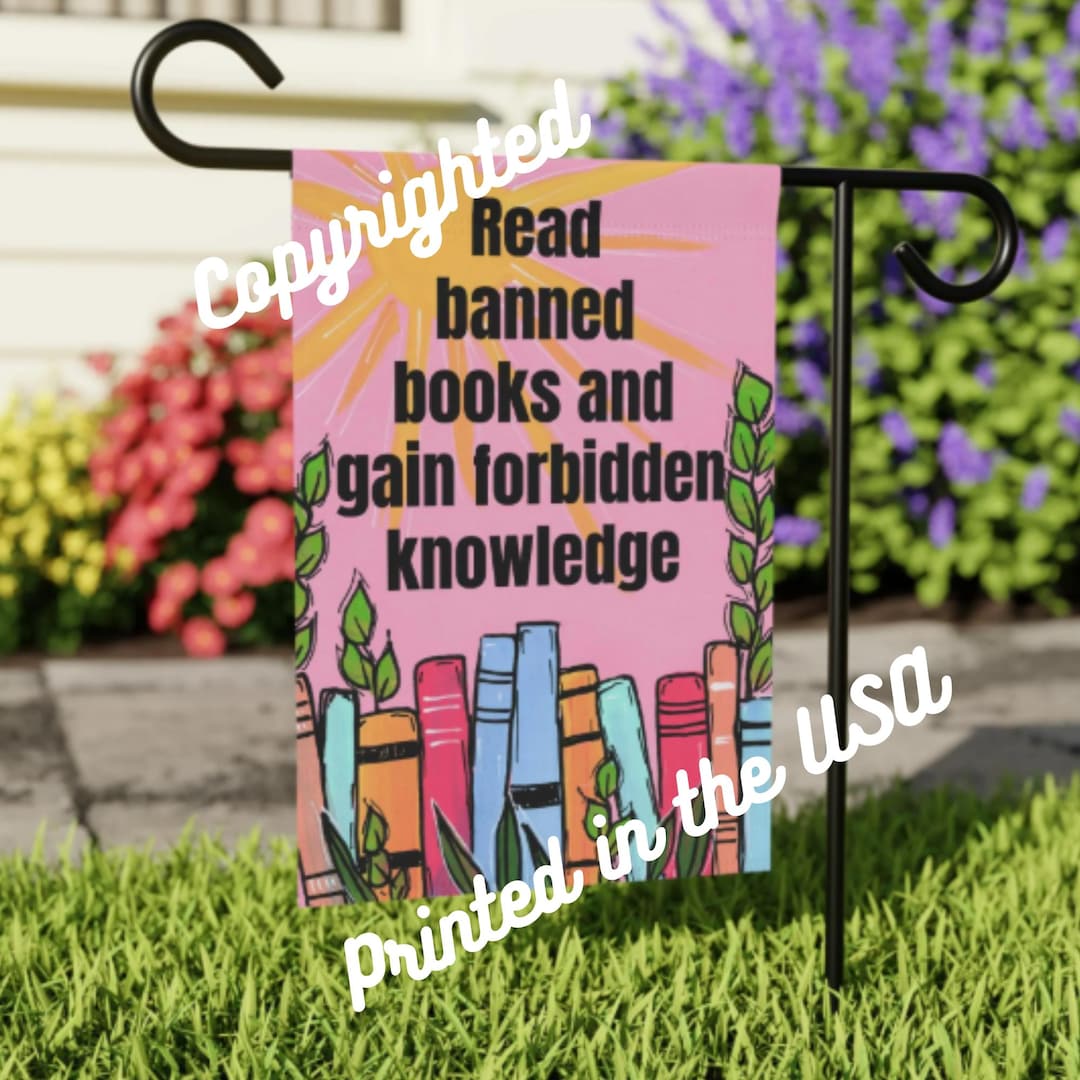 Read Banned Books Garden Flag: Forbidden Knowledge (18x12" Double-sided ...