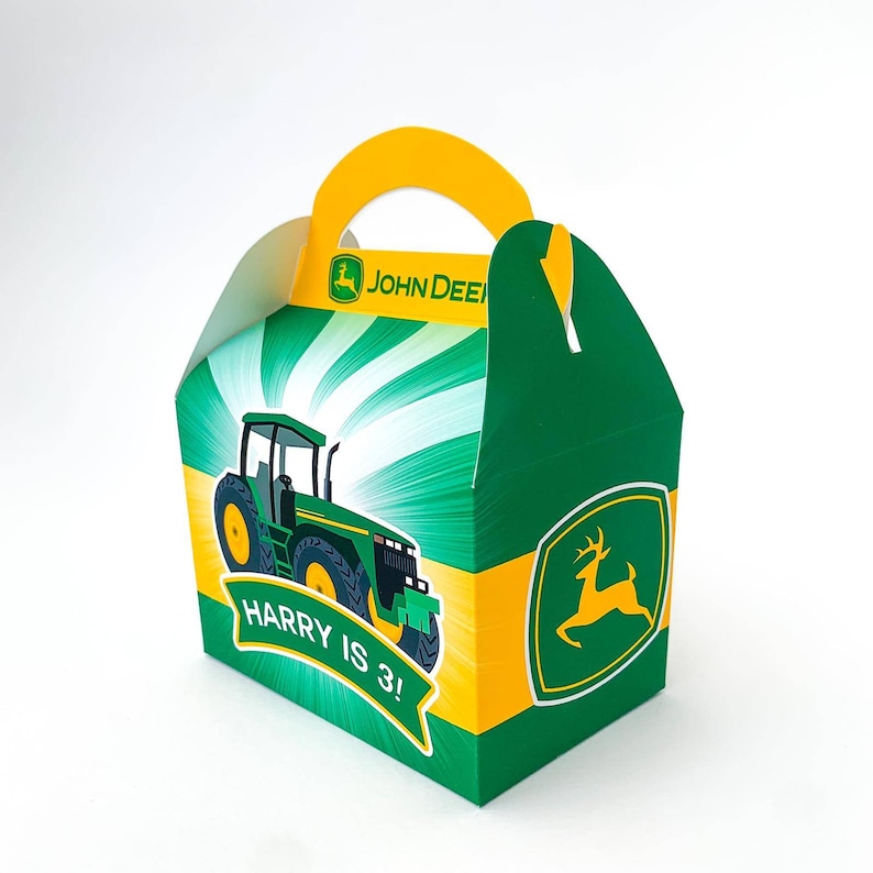John Deere Tractor Farm Childrens Party Box Gift Bag Favour - Etsy