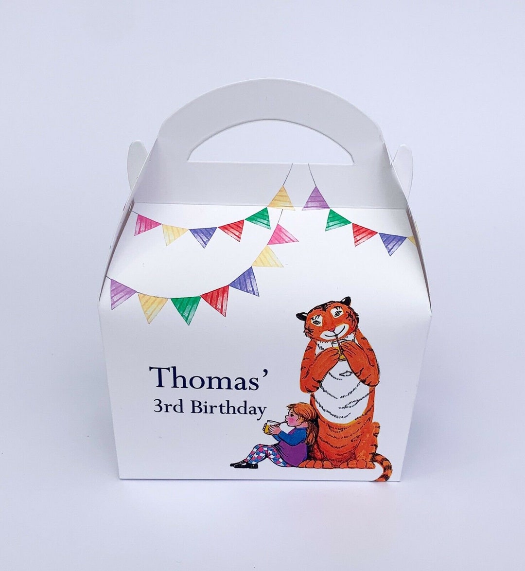The Tiger Who Came to Tea Childrens Personalised Party Box Gift Bag ...
