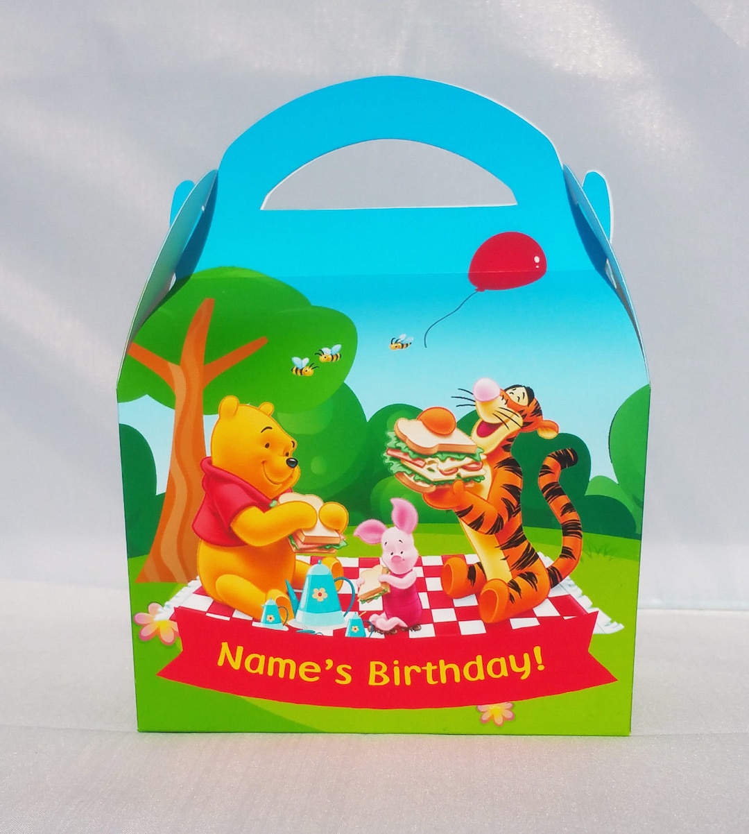 Winnie the Pooh Cbeebies Childrens Personalised Party Box Gift Bag ...