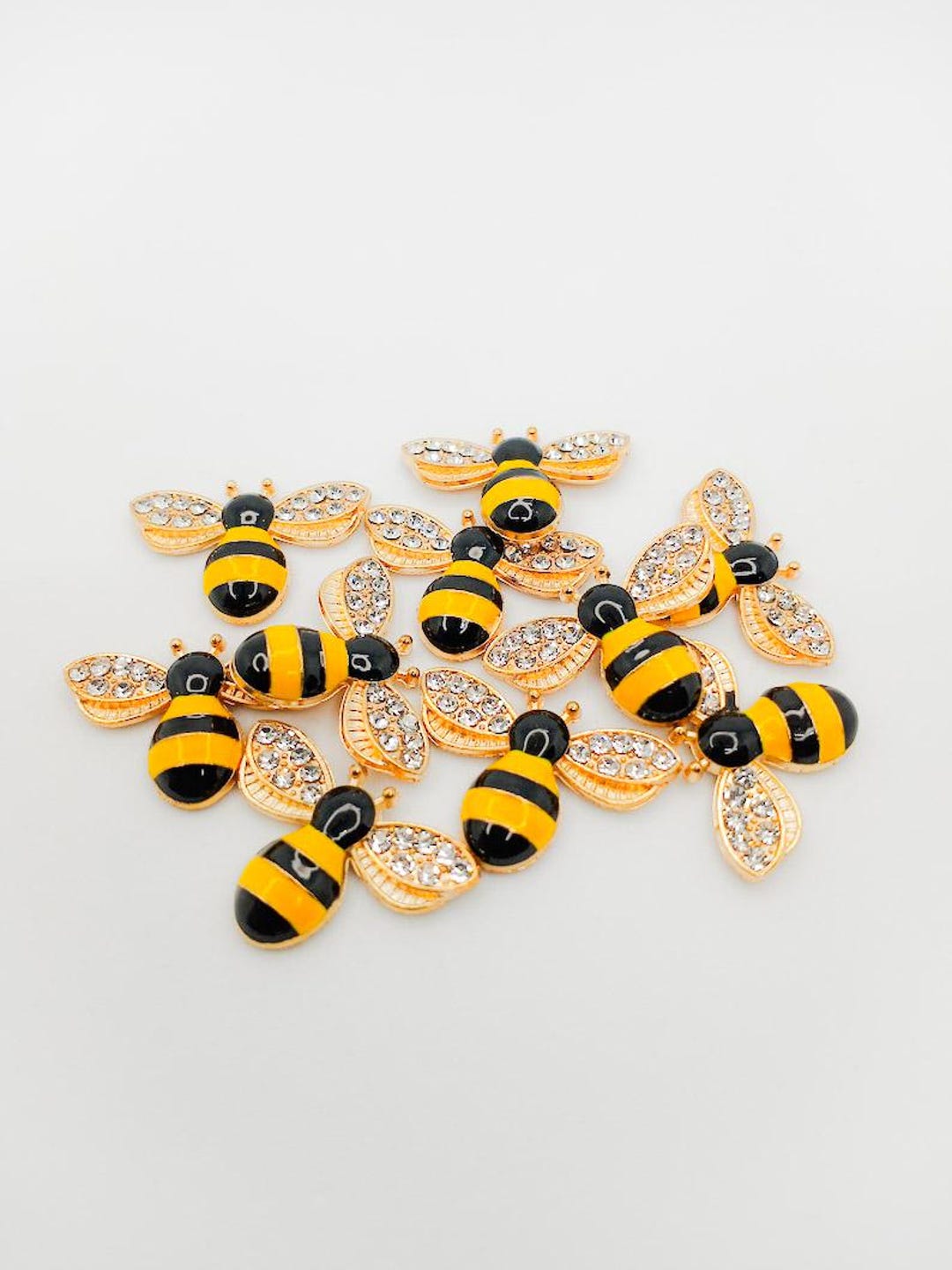 10 Pcs Enamel Bee Embellishments, Rhinestone Enamel Embellishments ...