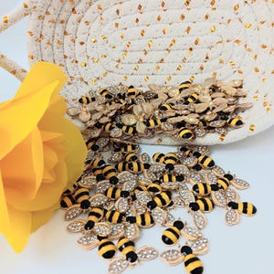 10 Pcs Enamel Bee Embellishments, Rhinestone Enamel Embellishments ...