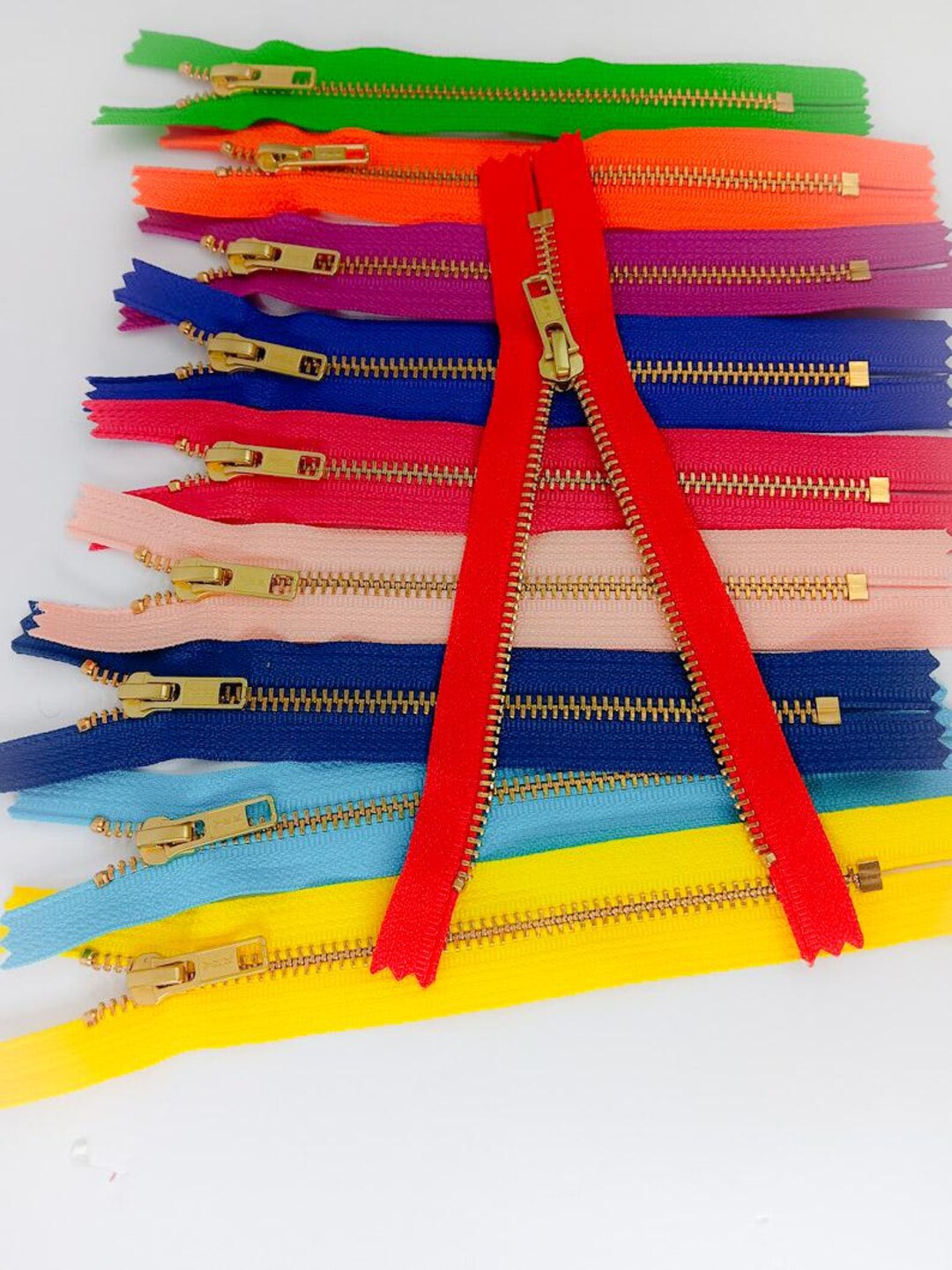 YKK #5 Brass Metal Zippers, 7 Inches Zipper Medium Weight Closed Bottom ...