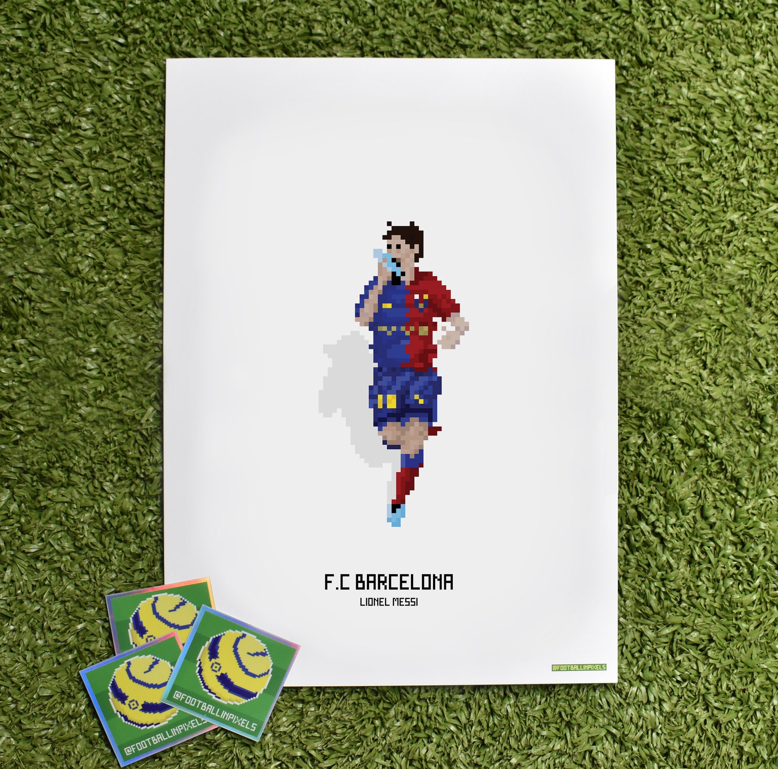LIONEL MESSI Retro Football Pixel Art Print, Aficionados del Barcelona ...