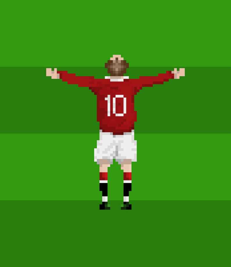 Manchester United Rooney Pixel Player Art Print Football | Etsy