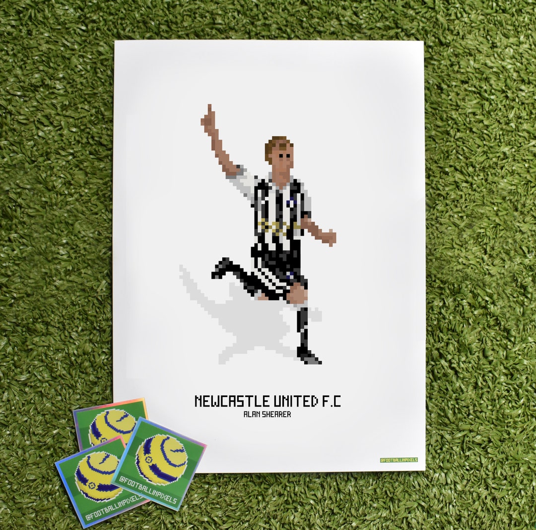 ALAN SHEARER Retro Football Pixel Art Print Newcastle Fans - Etsy