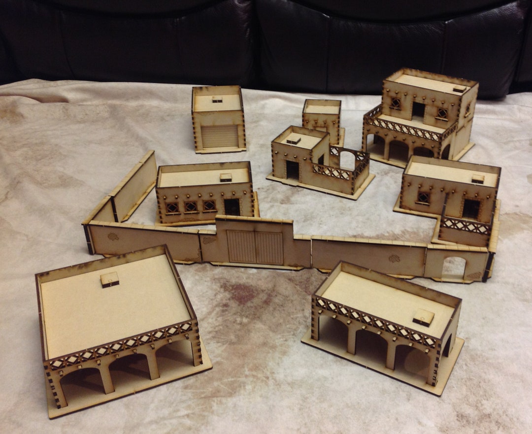 28mm MDF Middle East Basic Set – Set of Buildings + Terrain Pieces for ...
