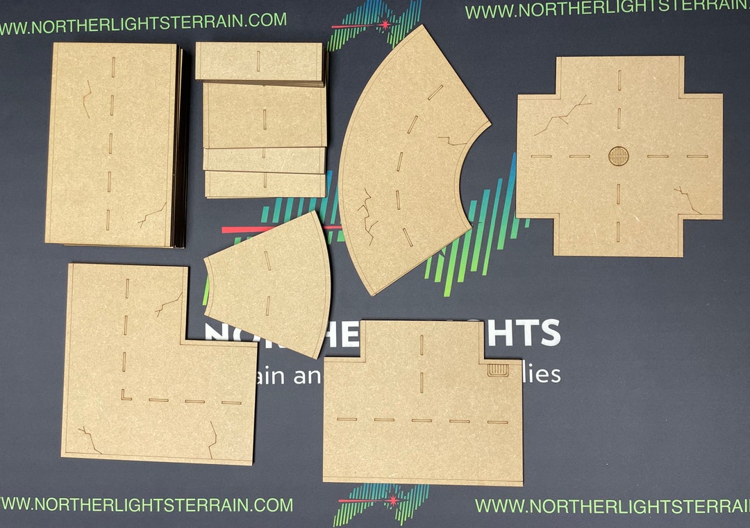 28mm MDF Modern Road Terrain Set - 5" Wide and Over 16' of Road - Etsy