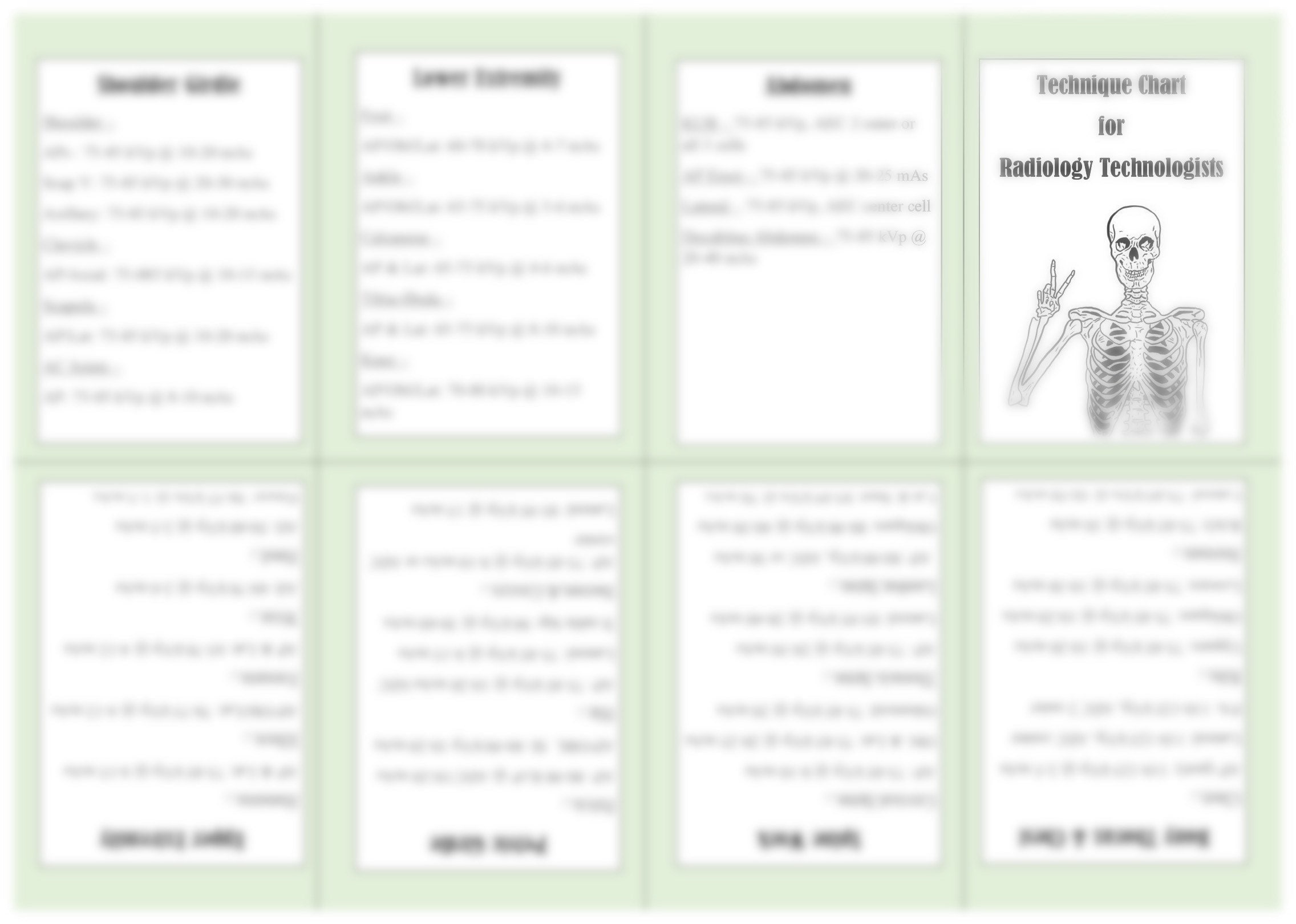 Radiology - Pocket Technique Chart - Etsy