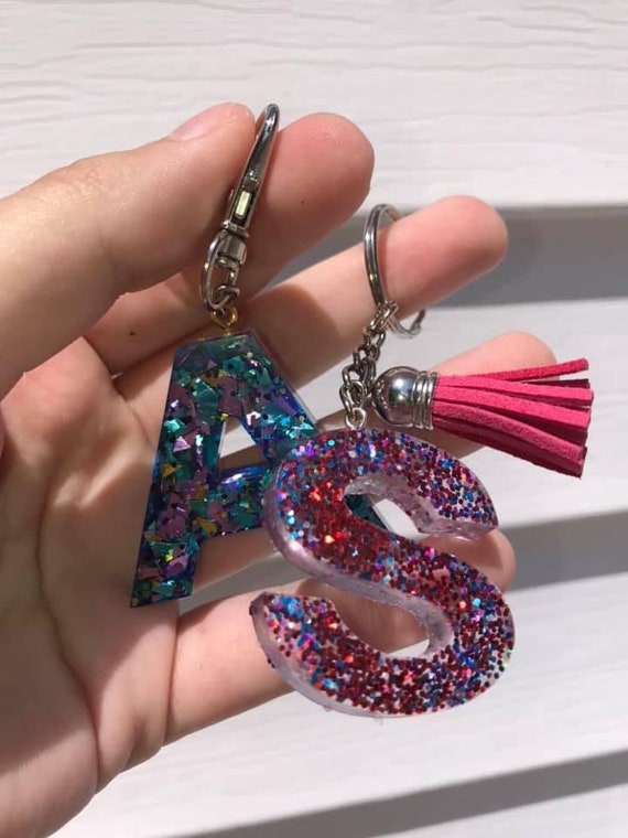 Epoxy Alphabet Letter Key Chains - Etsy