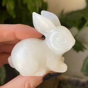 White Jade Rabbit Crystal | Natural White Jade Carved and Polished ...