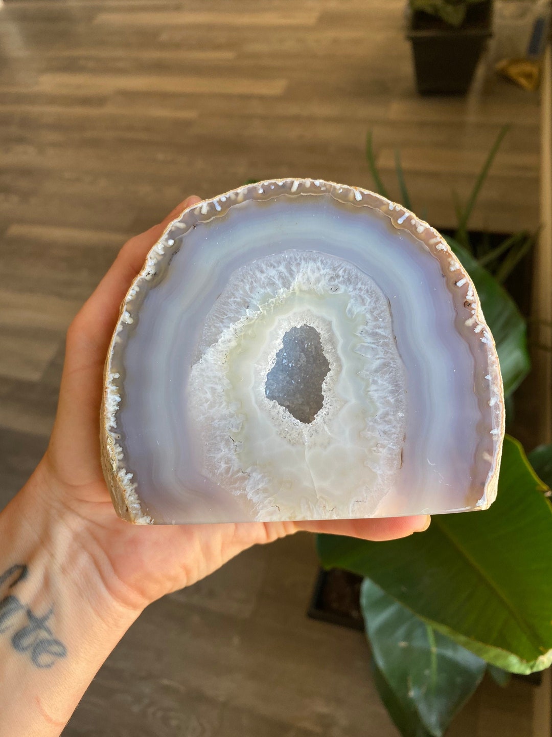 2.3lb Agate Geode Half Polished Natural Crystal Druzy | Metaphysical ...