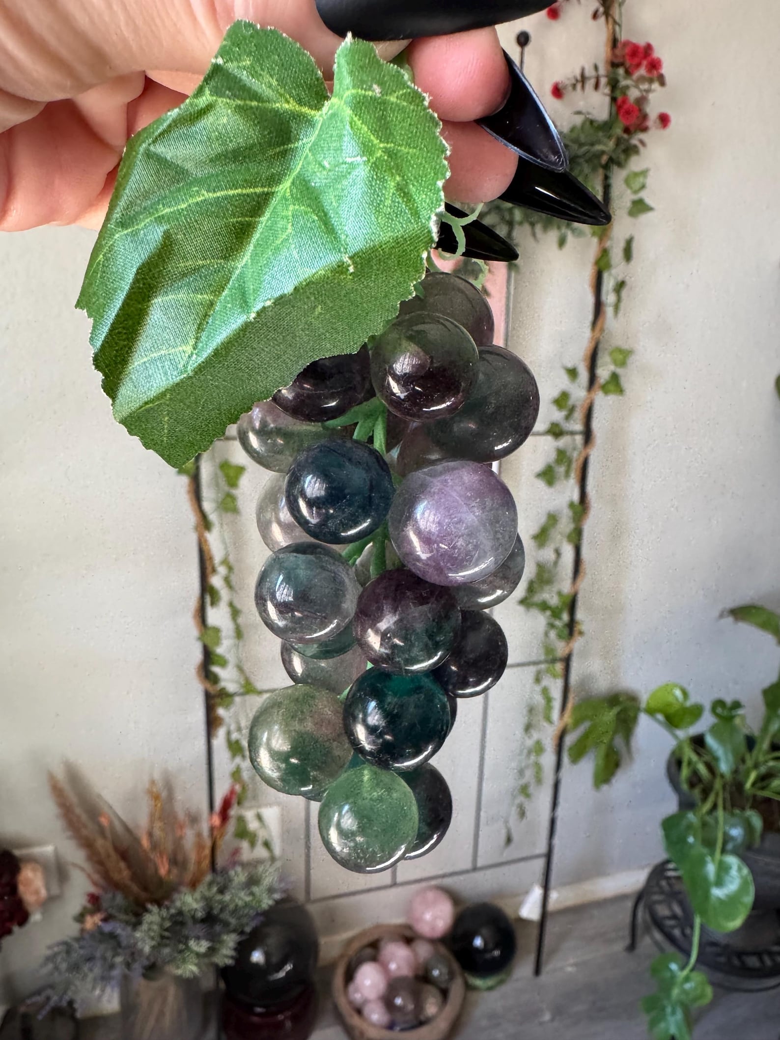 Purple & Green Fluorite Grape Cluster Crystal | Carved and Polished ...
