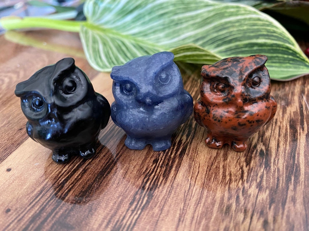 Crystal Owl Assorted | Carved Natural Stone Owl | Witchy Animal Home ...