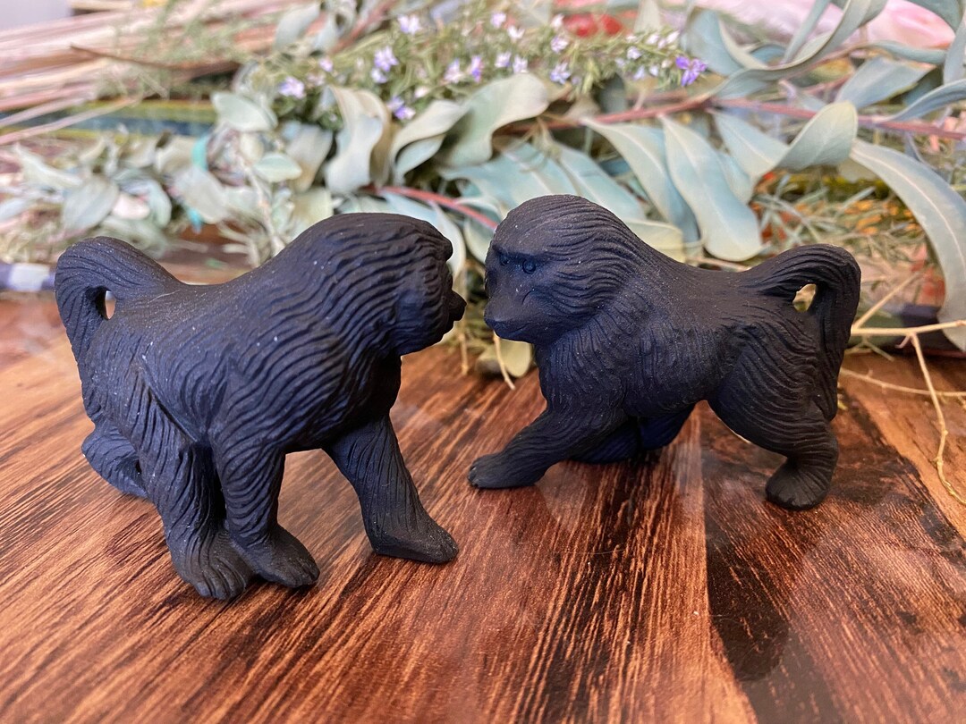 Black Obsidian Babboon Crystal | Natural Stone Carved Monkey ...