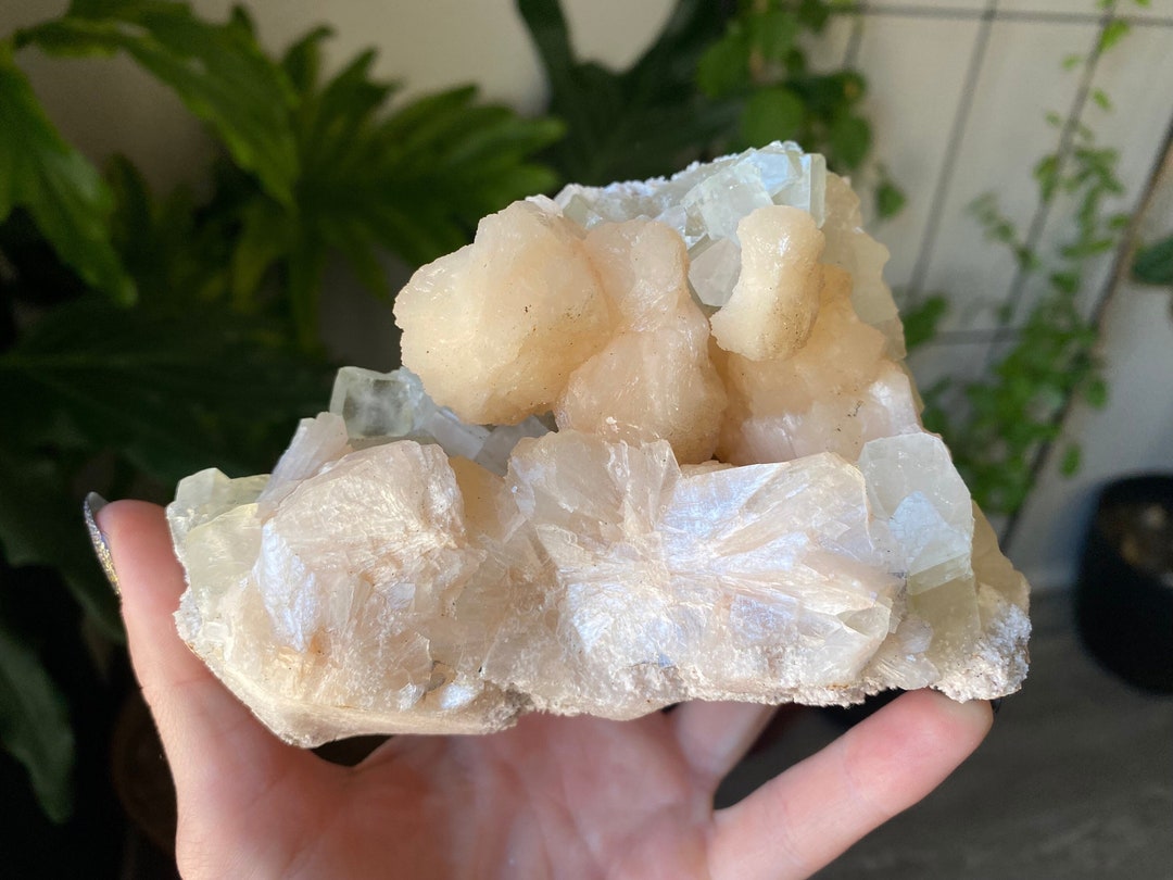 1.4lb Stilbite & Apophyllite Crystal Cluster | Natural Raw Rough ...