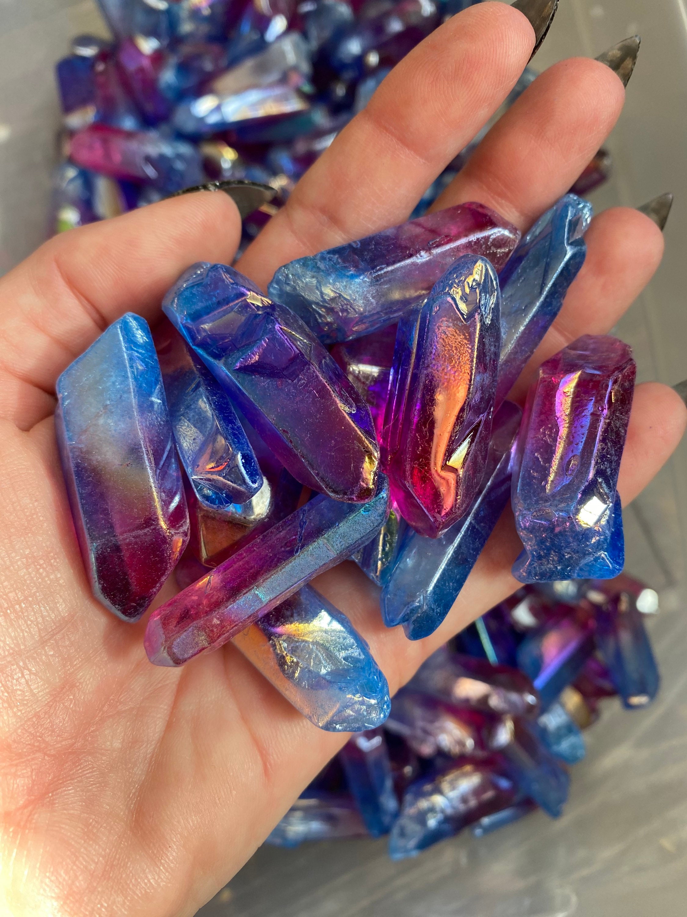 Blue Pink Cotton Candy Aura Quartz Point Small Metaphysical - Etsy