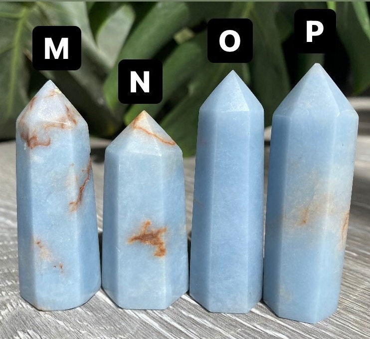 Angelite Tower Point Crystal Natural Blue Anhydrite Stone | Etsy