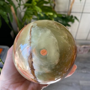3lb Green Onyx Sphere Crystal Large | Natural Banded Stone Carved ...