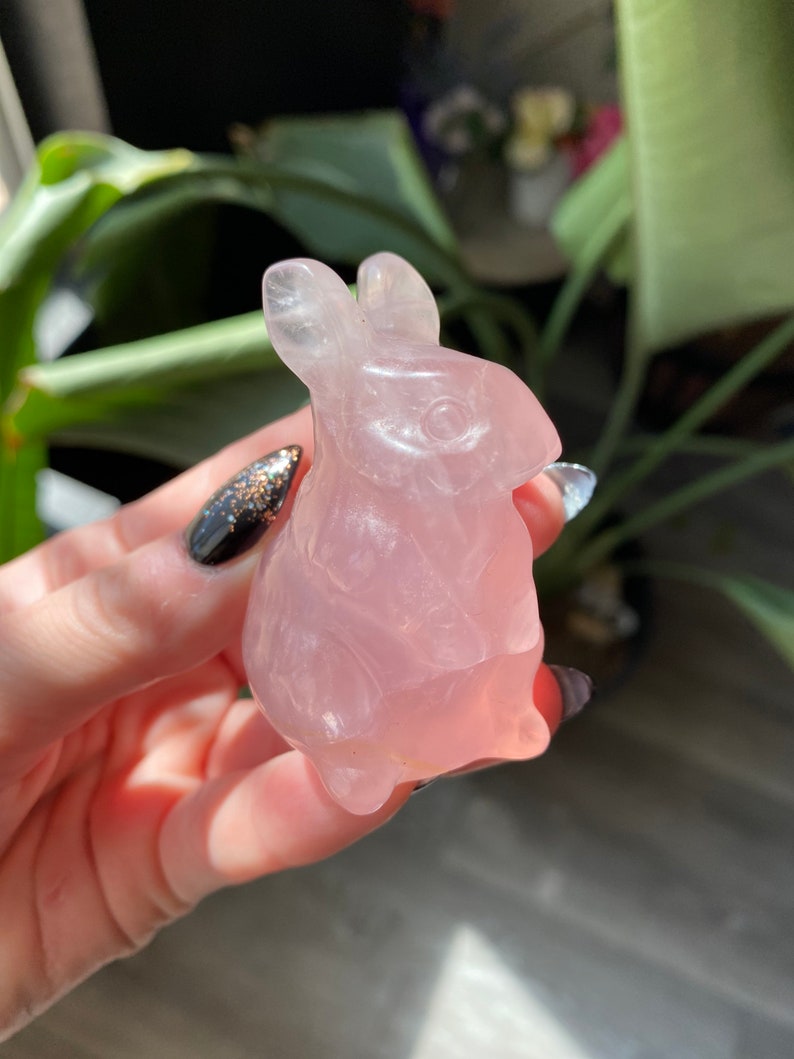 Rose Quartz Rabbit Crystal Natural Rose Quartz Stone Carved - Etsy