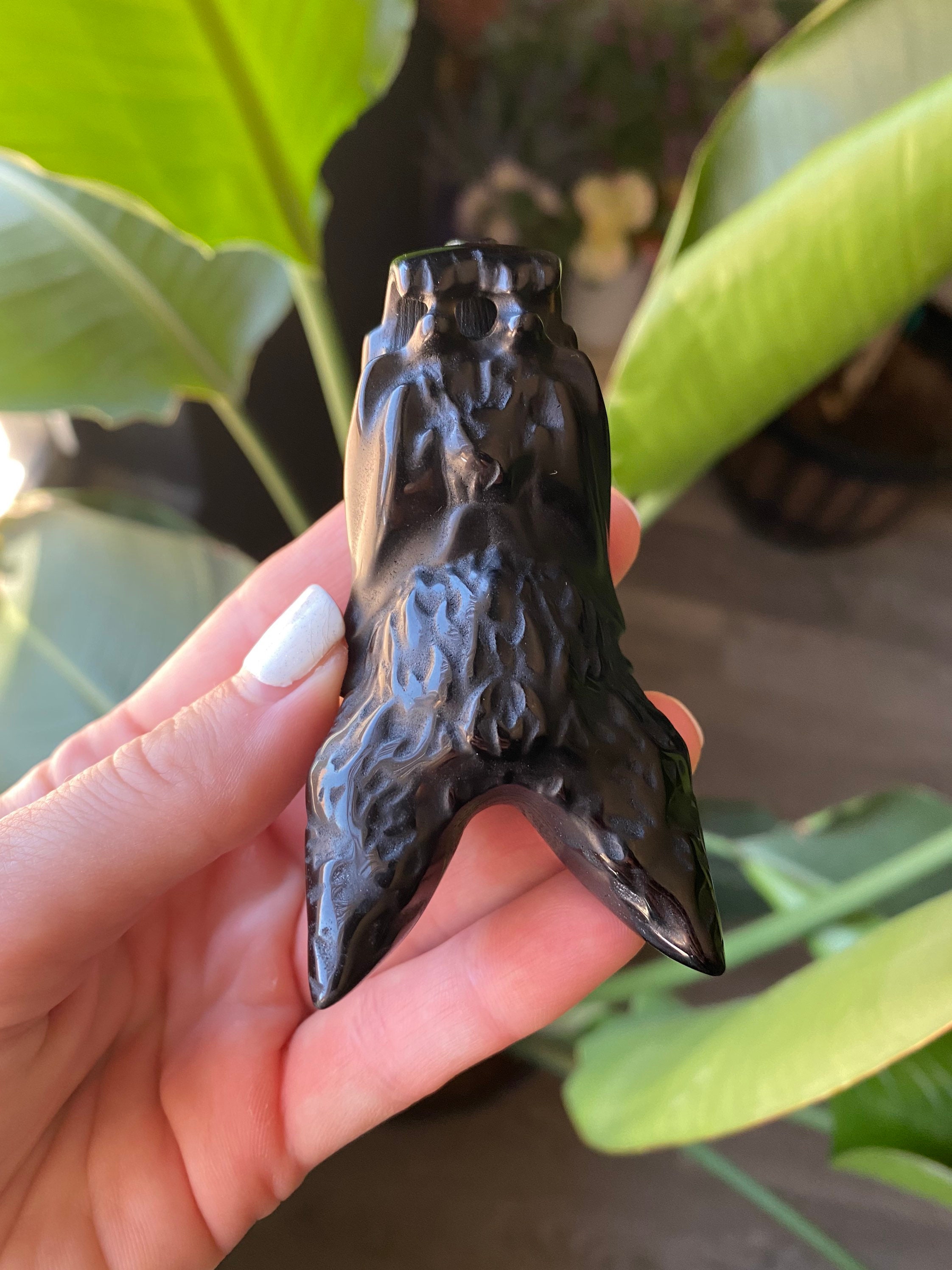 Black Obsidian Bat Crystal Natural Carved and Polished Black - Etsy