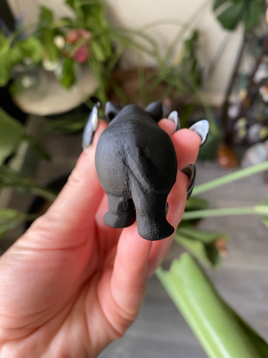 Black Obsidian Rhino Crystal | Natural Stone Carved Rhinoceros ...