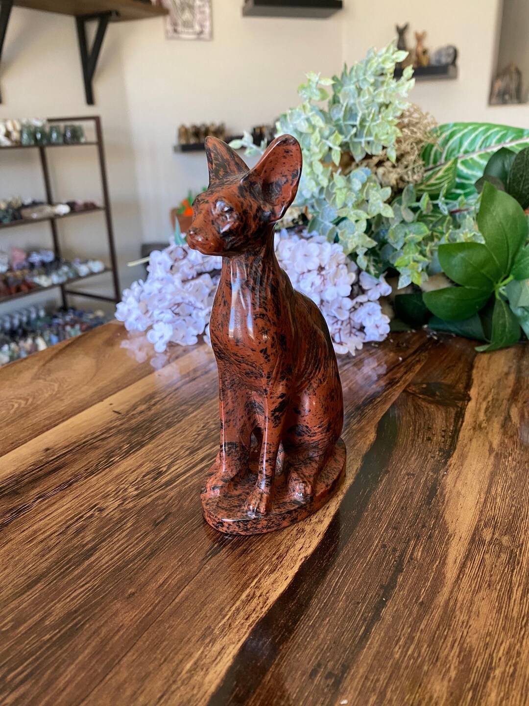 1lb Mahogany Obsidian Sphinx Cat Crystal | Natural Stone Carved and ...