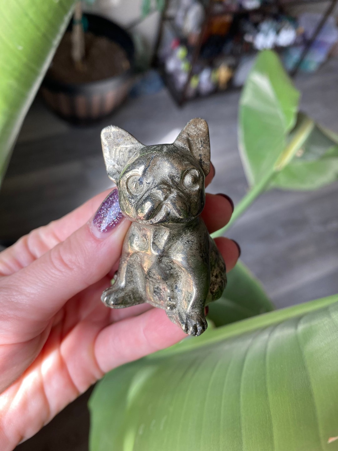 Pyrite French Bulldog Crystal | Natural Carved and Polished Pyrite ...