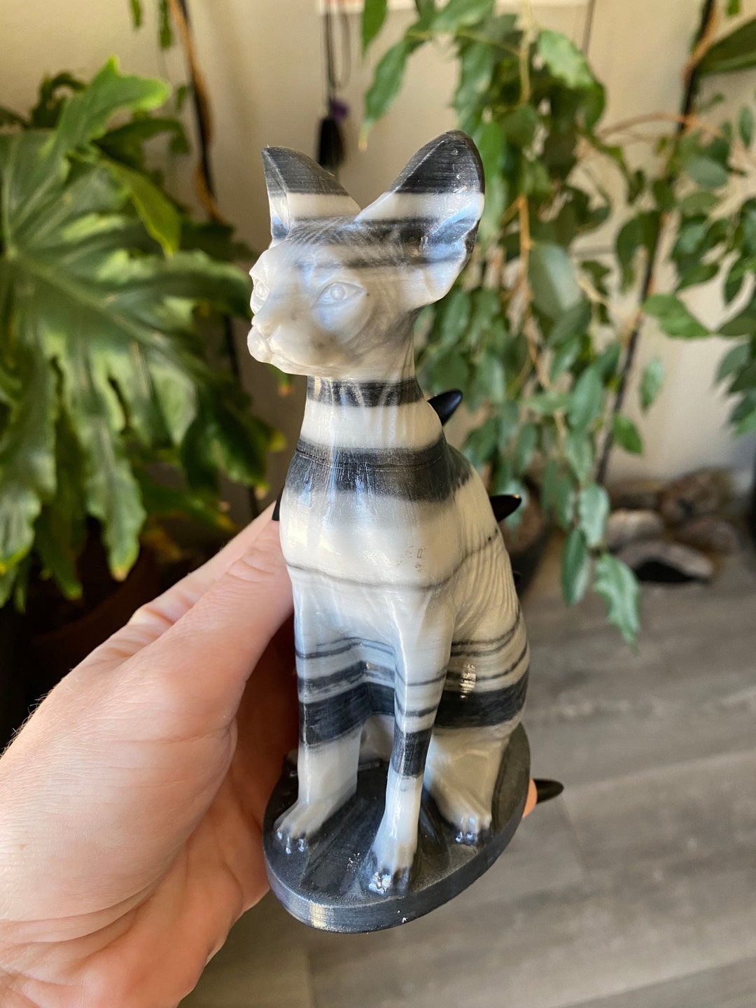 1.3lb Tai Chi Jasper Sphinx Cat Crystal | Natural Stone Carved Egyptian ...