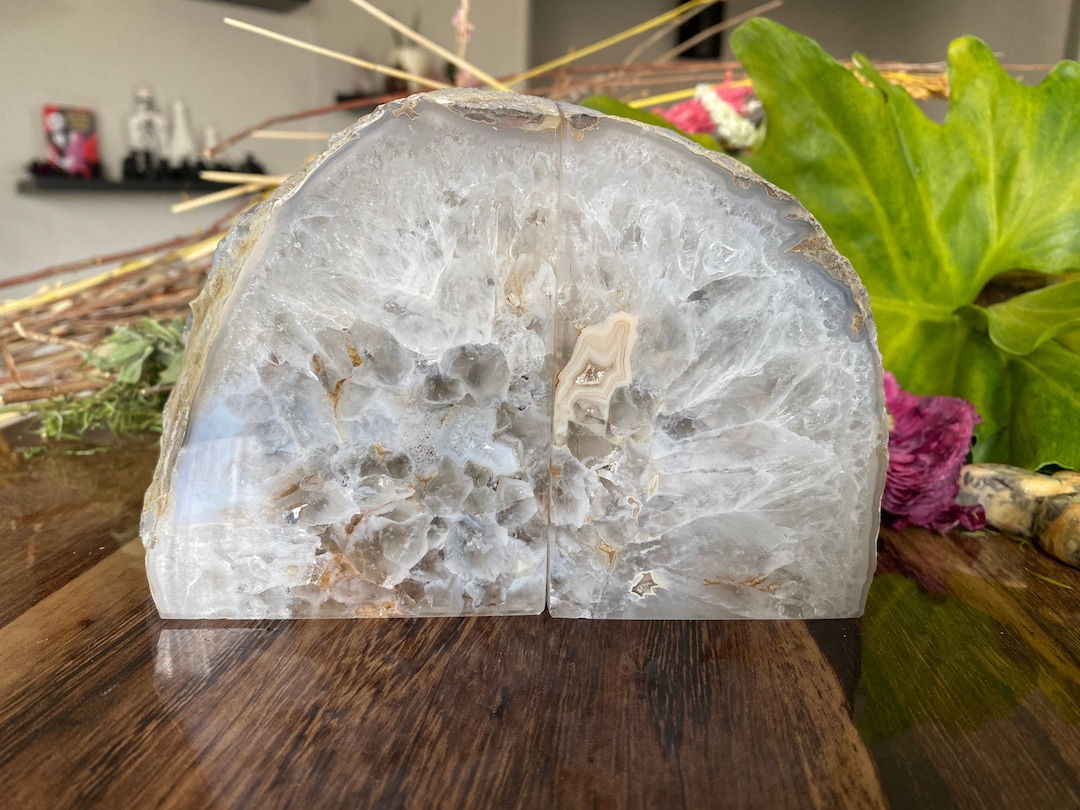 5.2lb 2 Piece Agate Geode Display | Gemstone Book Ends | Metaphysical ...