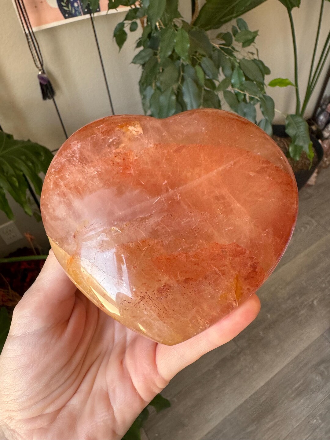 Fire Quartz Heart Crystal | Natural Hematoid Polished Stone ...