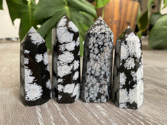 Snowflake Obsidian Tower Point Natural Polished Metaphysical | Etsy