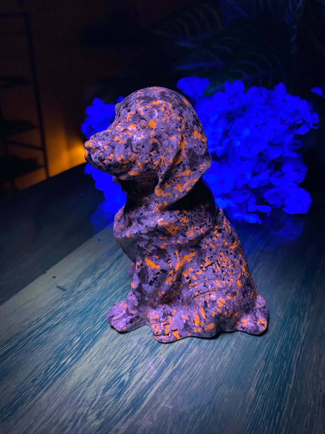 1lb Yooperlite Dog Crystal | Natural Polished & Carved Stone Beagle ...