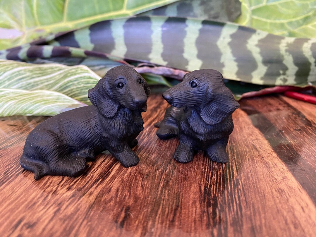 Black Obsidian Dachshund Crystal | Natural Stone Carved Dog | Metaphysical Animal Decor | Weiner ...