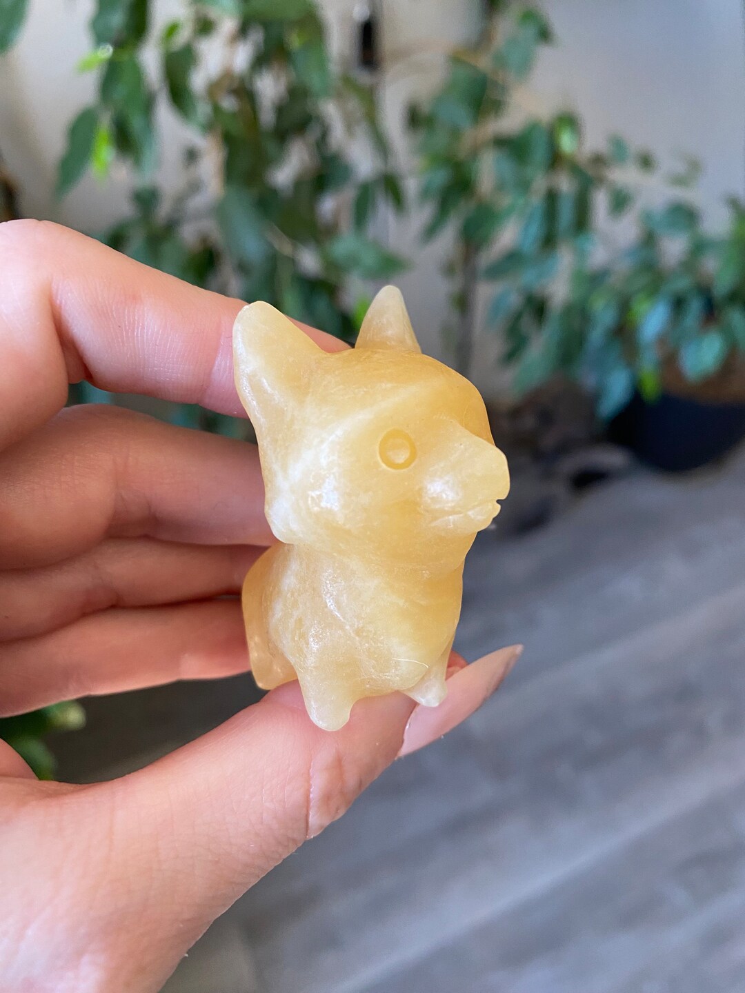 Orange Calcite Corgi Crystal | Natural Carved Stone Dog Canine ...