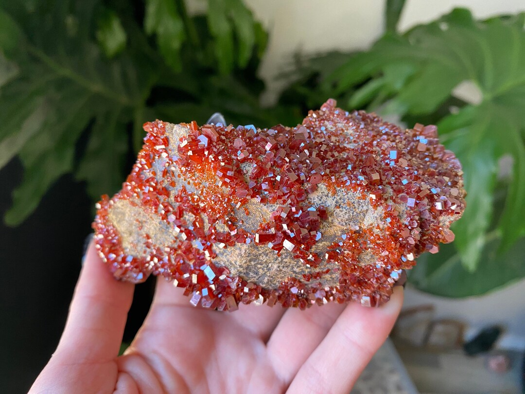 Red Vanadinite Crystal on Stone Matrix | Raw Rough Natural Vanadinite ...