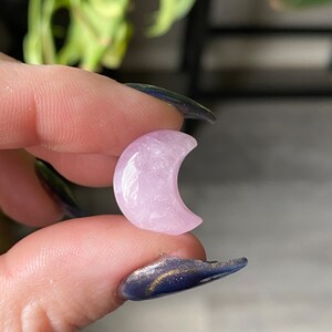Kunzite Moon Crystal Mini Natural Kunzite Stone Carved and Polished ...