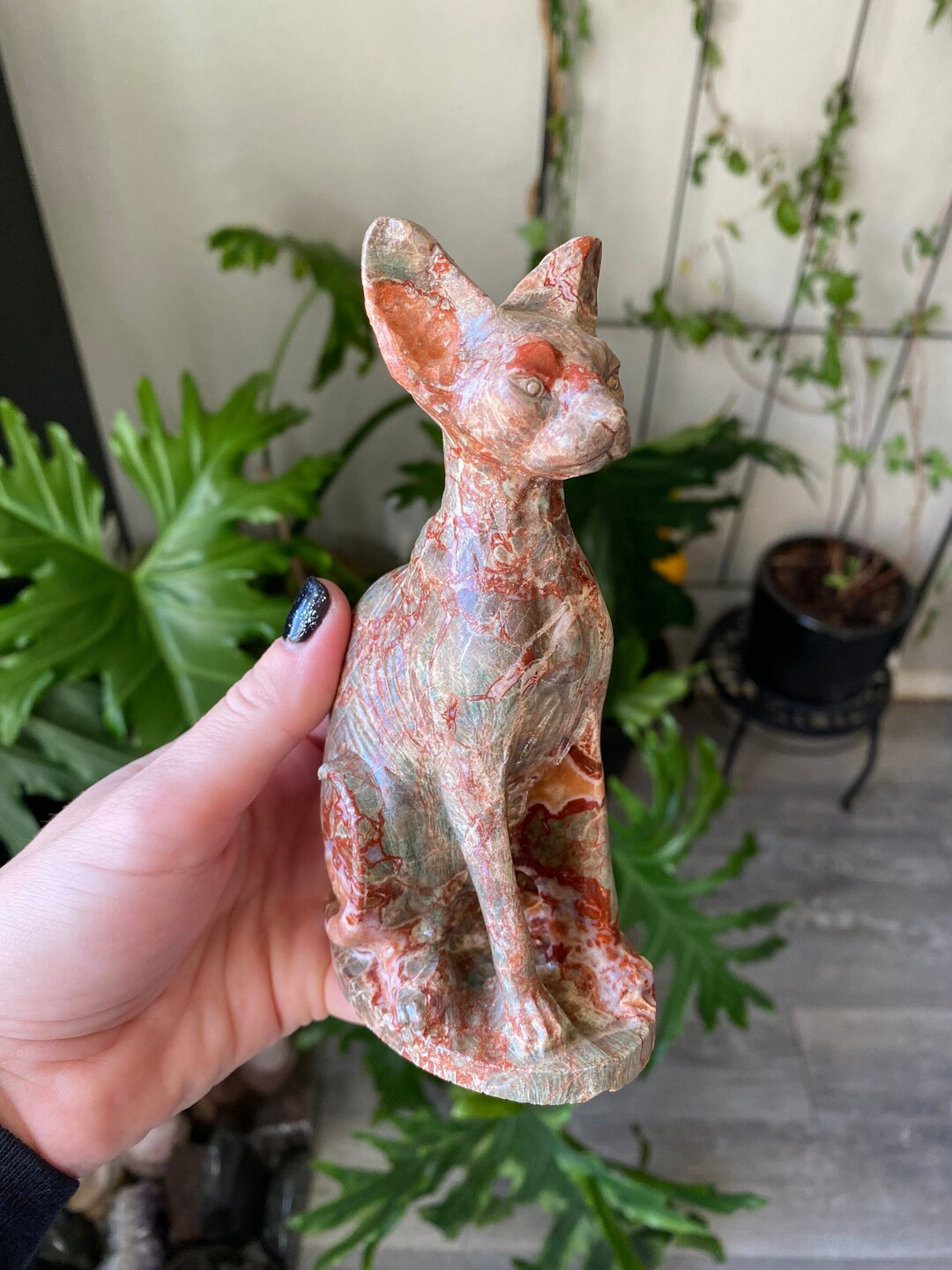 1lb Money Agate Sphinx Cat | Natural Stone Carved & Polished Egyptian ...