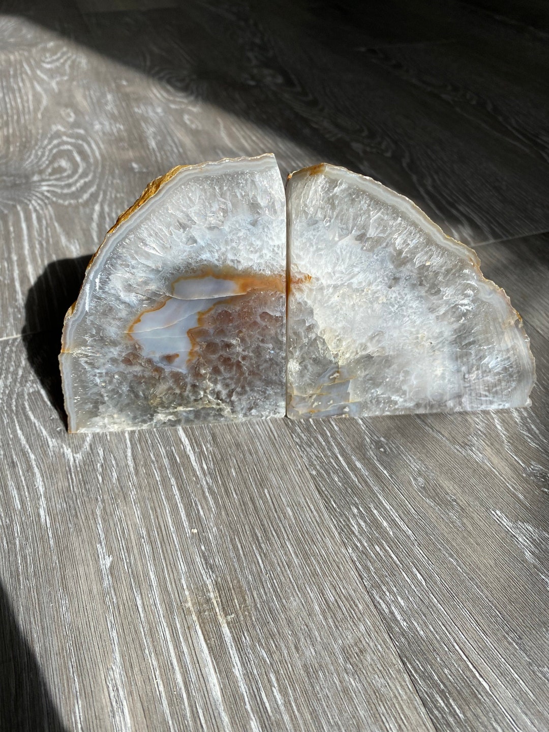 3.9lb 2 Piece Agate Geode Display | Gemstone Book Ends | Metaphysical ...
