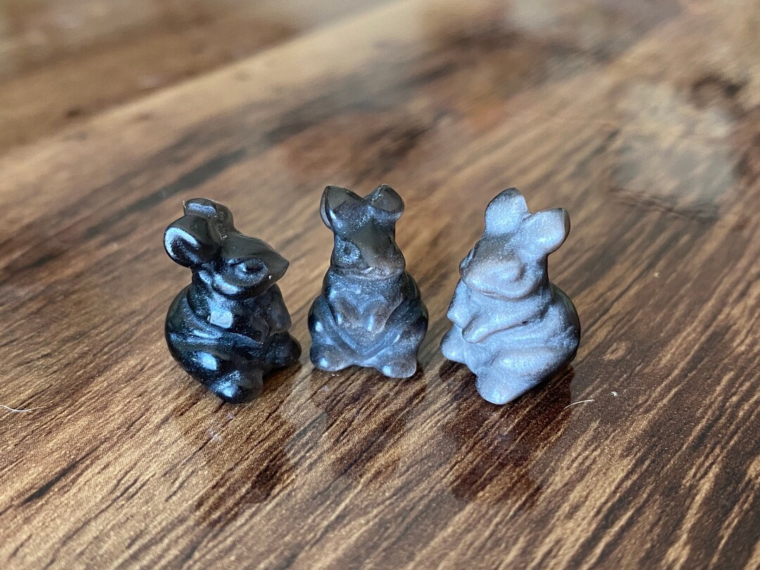 Silver Sheen Obsidian Rabbit Crystal Mini | Natural Carved and Polished ...