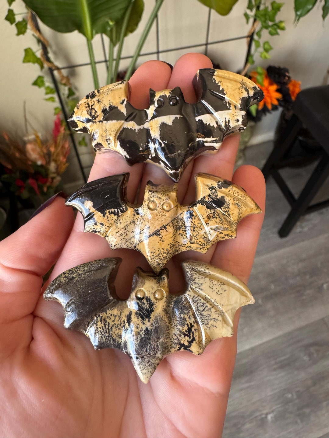 Picture Jasper Bat Crystal | Natural Carved and Polished Stone Flying ...