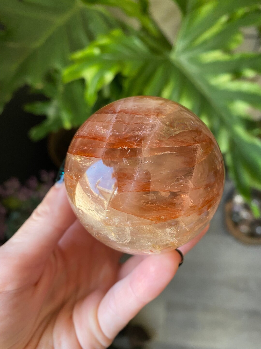 Fire Quartz Sphere Crystal Natural Carved and Polished Stone Sphere ...