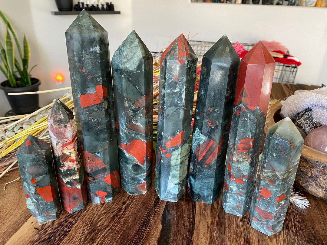 XL Bloodstone Crystal Tower | Natural Stone Carved and Polished Point ...