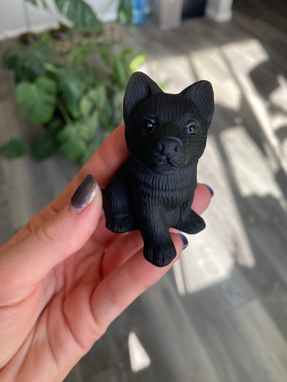 Black Obsidian Dog Crystal Corgi or Shepherd Crystal | Etsy