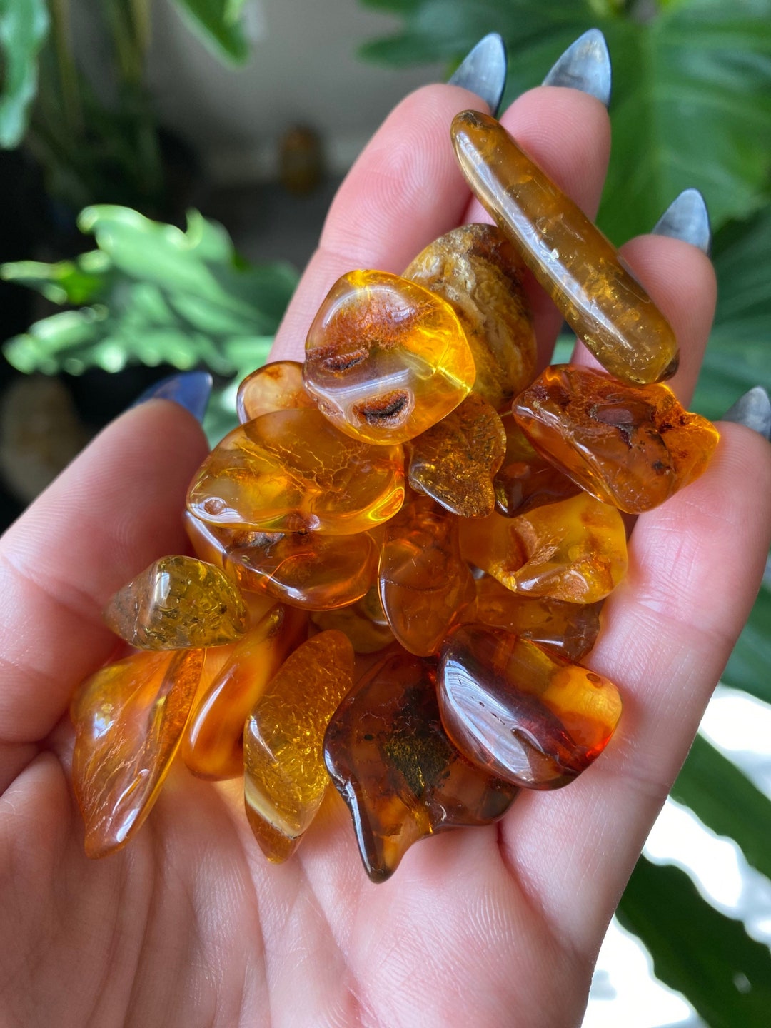 3 to 6 Pieces Amber Tumbled Crystal Tree Resin | Natural Fossilized ...