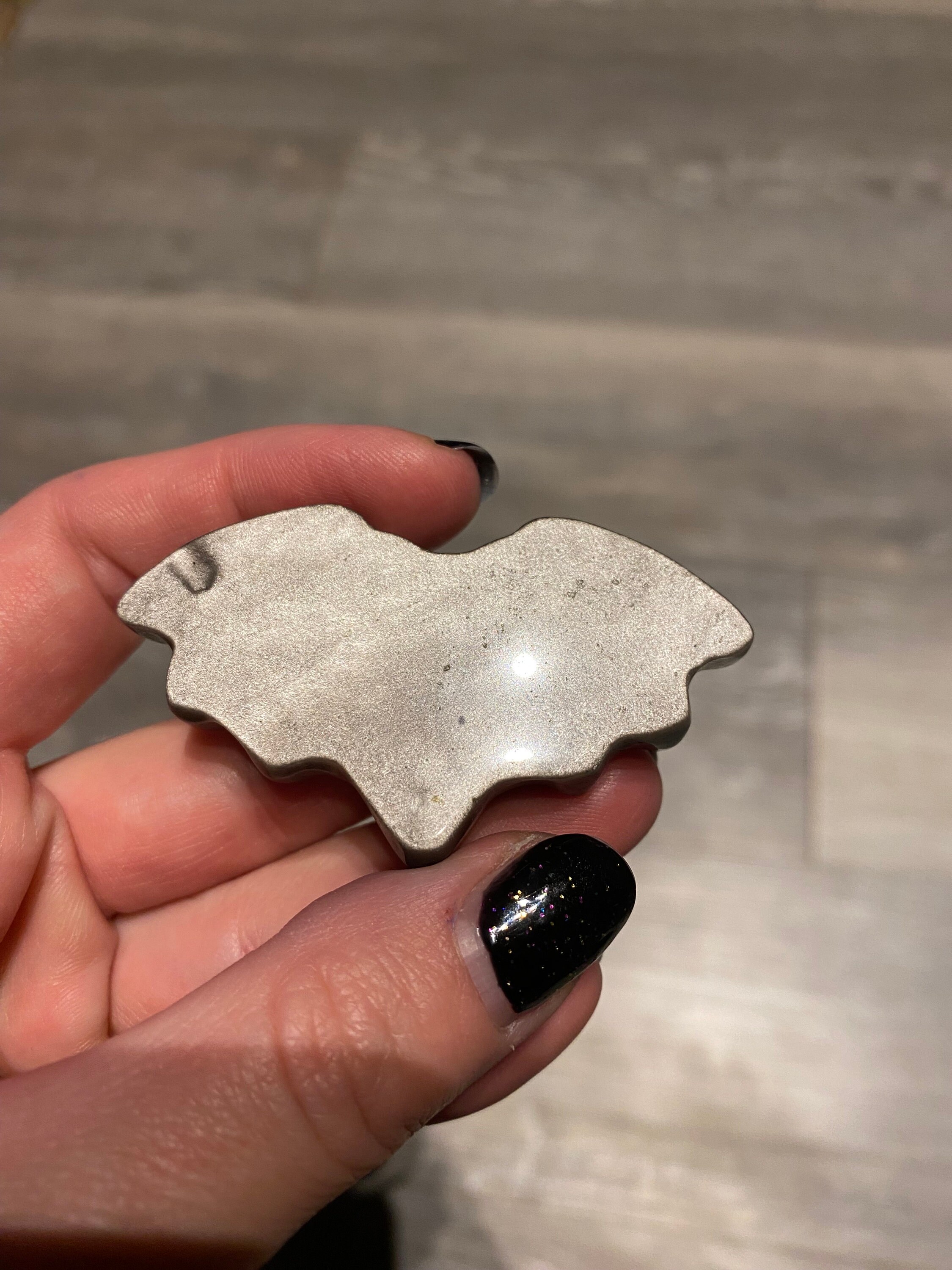 Black Obsidian Bat Crystal | Natural Carved and Polished Stone Silver ...
